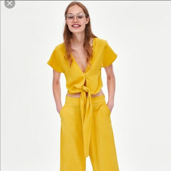 Zara | Tops | New Zara Yellow Sunny Yellow Linen Top | Poshmark